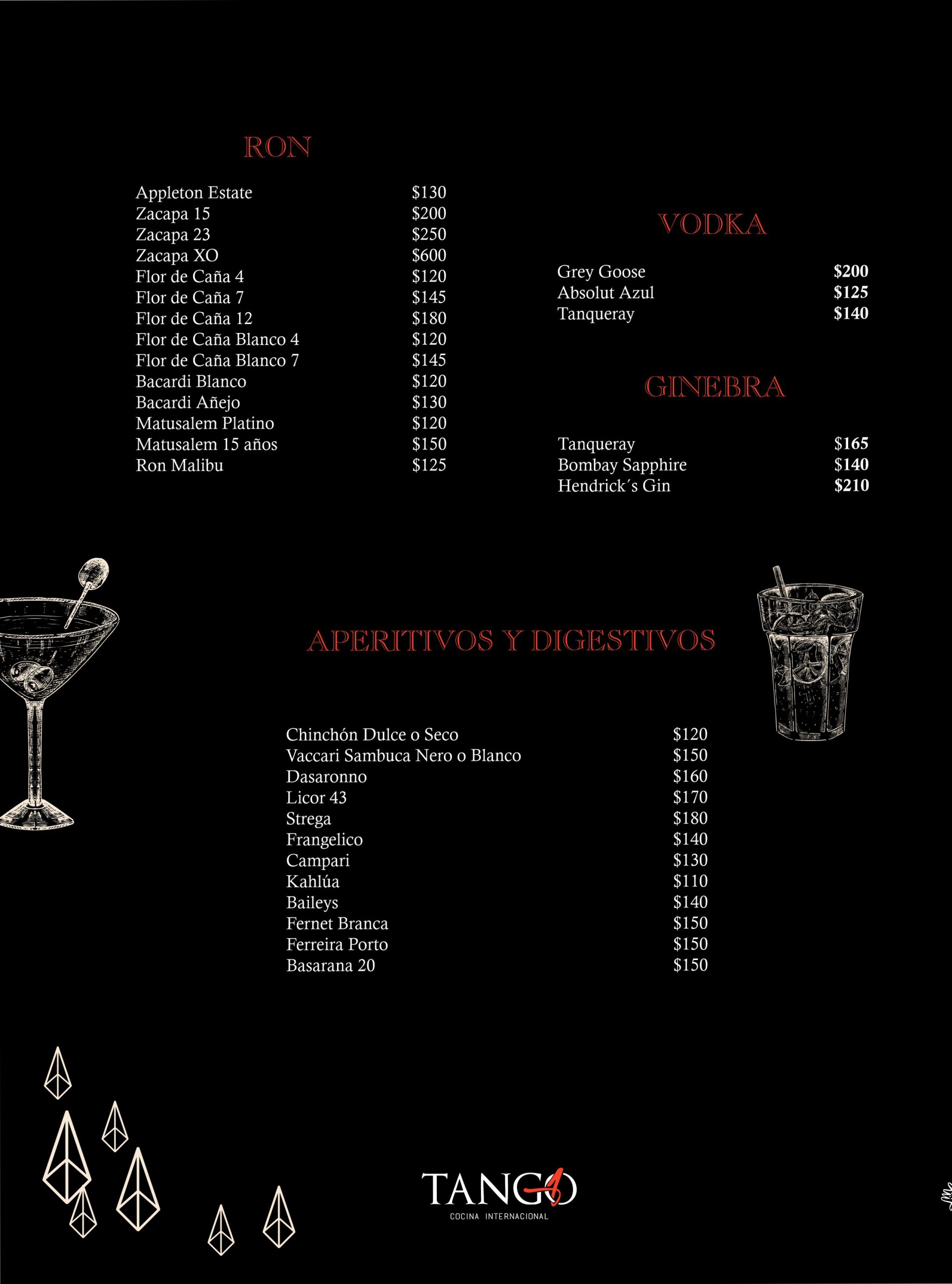 Bebidas Aperitivos – Tango Uno