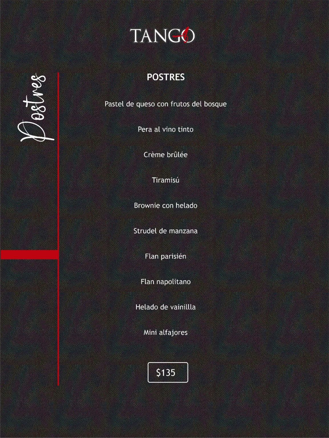 Menu P9 – Tango Uno